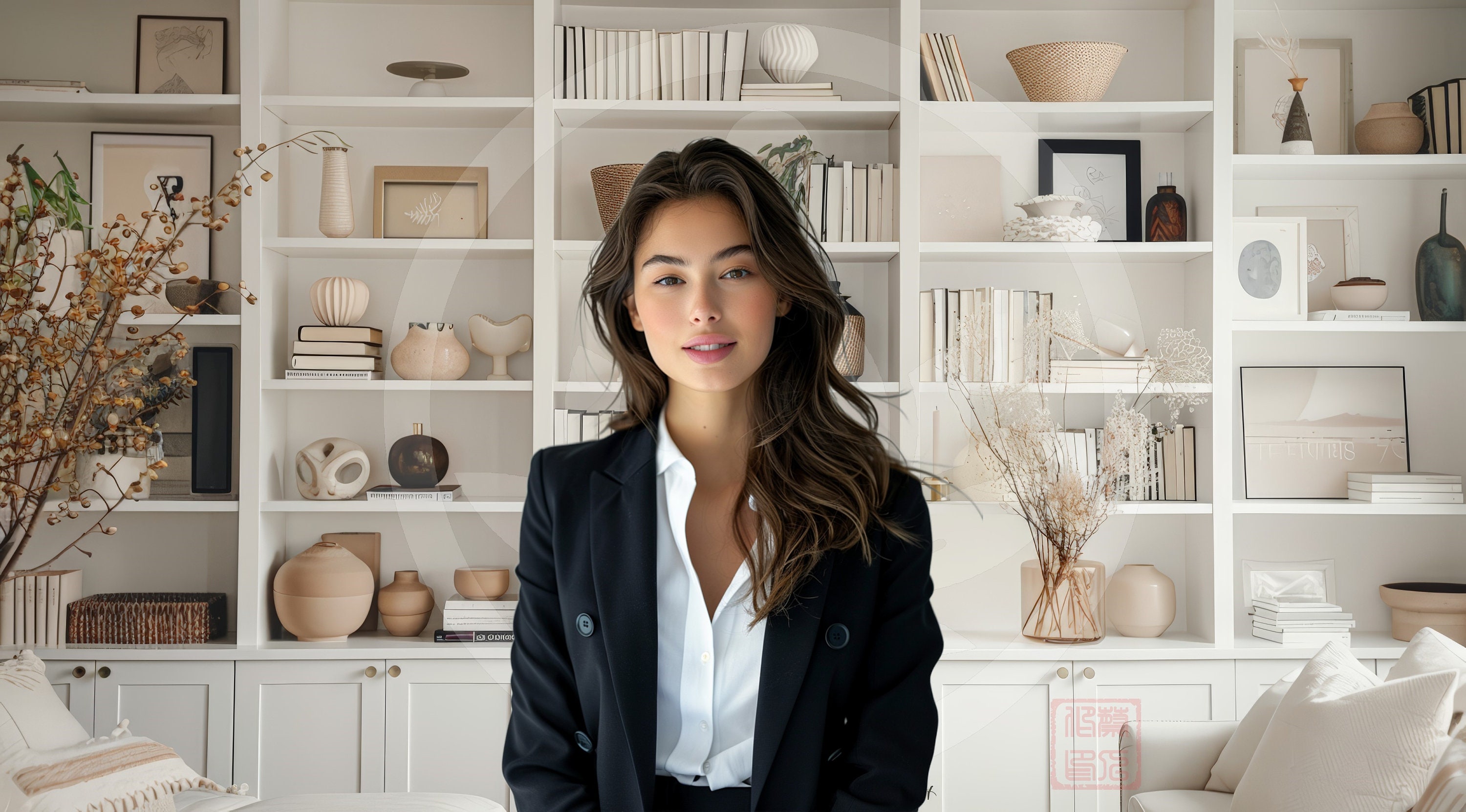 Professional Zoom Virtual Backgrounds Backdrop Living Room Bookcase ...