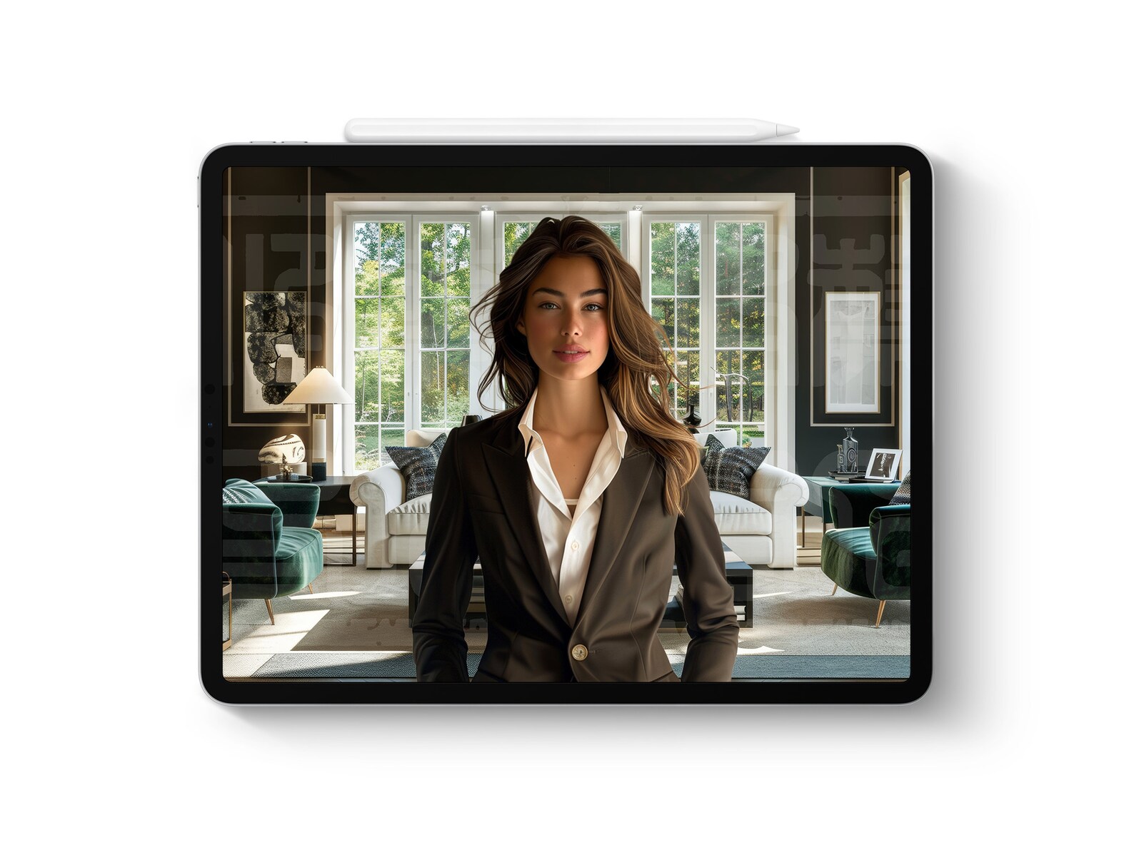 Professional Zoom Virtual Backgrounds Backdrop Living Room Bookcase ...