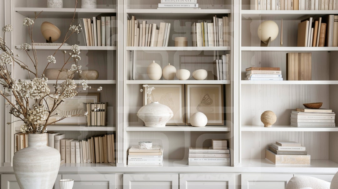 Professional Bookcase Virtual Background | Living Room Home Office ...