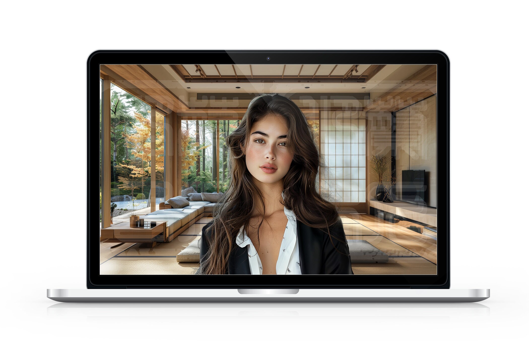 Professional Zoom Virtual Backgrounds Backdrop Living Room Bookcase ...