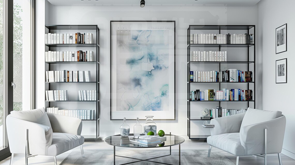 Professional Zoom Virtual Backgrounds Backdrop Living Room Bookcase ...