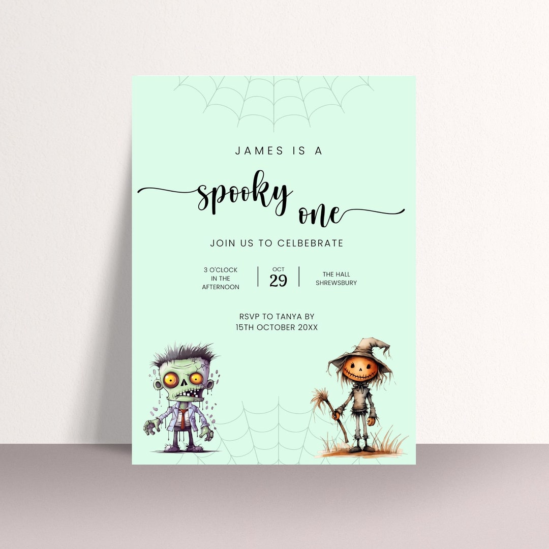 EDITABLE Spooky Birthday Invitation | 1st Birthday | Halloween Birthday ...