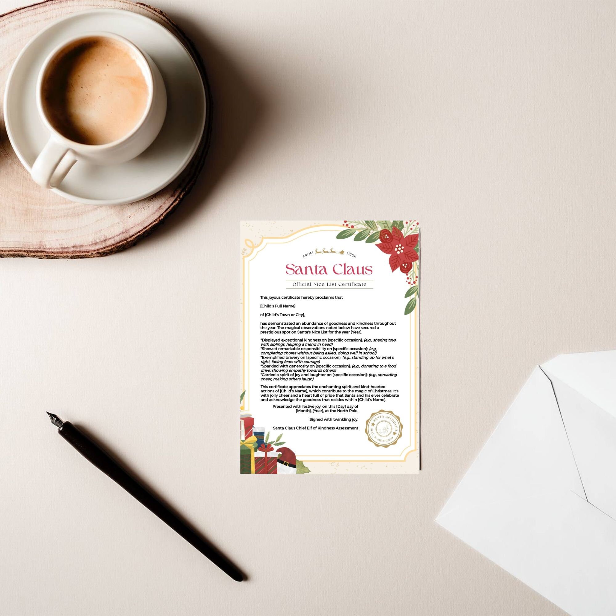 EDITABLE Nice List Certificate | Printable | Santa's Official Document ...