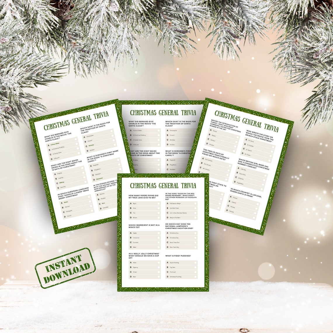 Printable Christmas Trivia Game | Christmas Party Games | Christmas ...