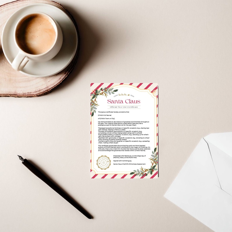 EDITABLE Nice List Certificate Printable Santa's Official Document Elf ...
