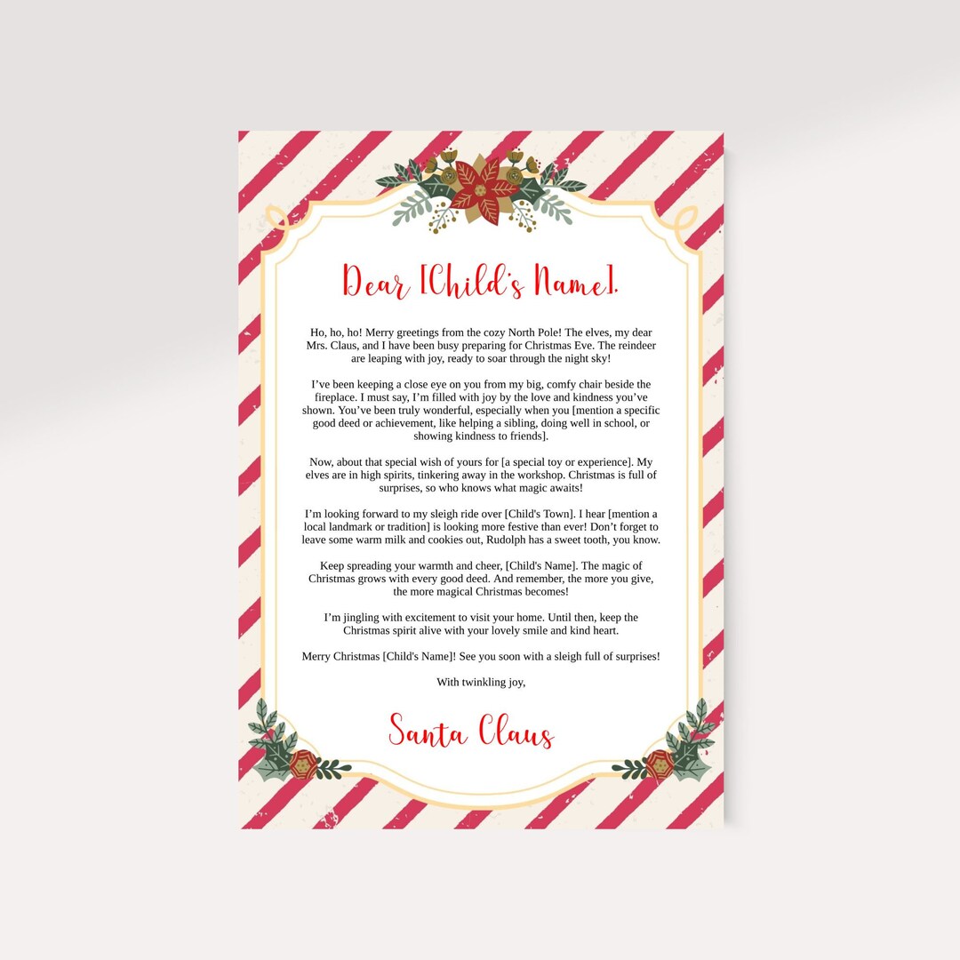 EDITABLE Letter From Santa | Printable | Santa's Official Document ...