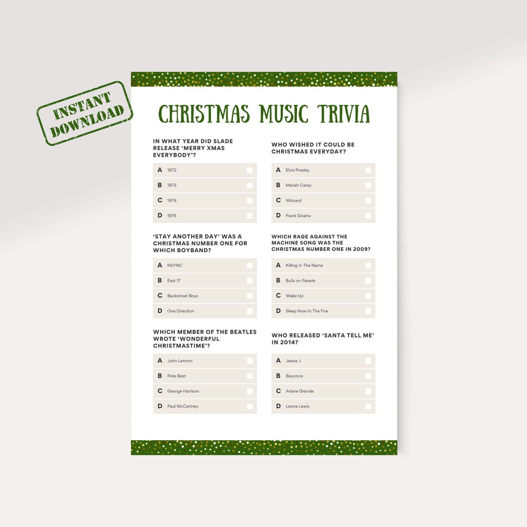 Printable Christmas Music Game Christmas Party Games Christmas Games ...