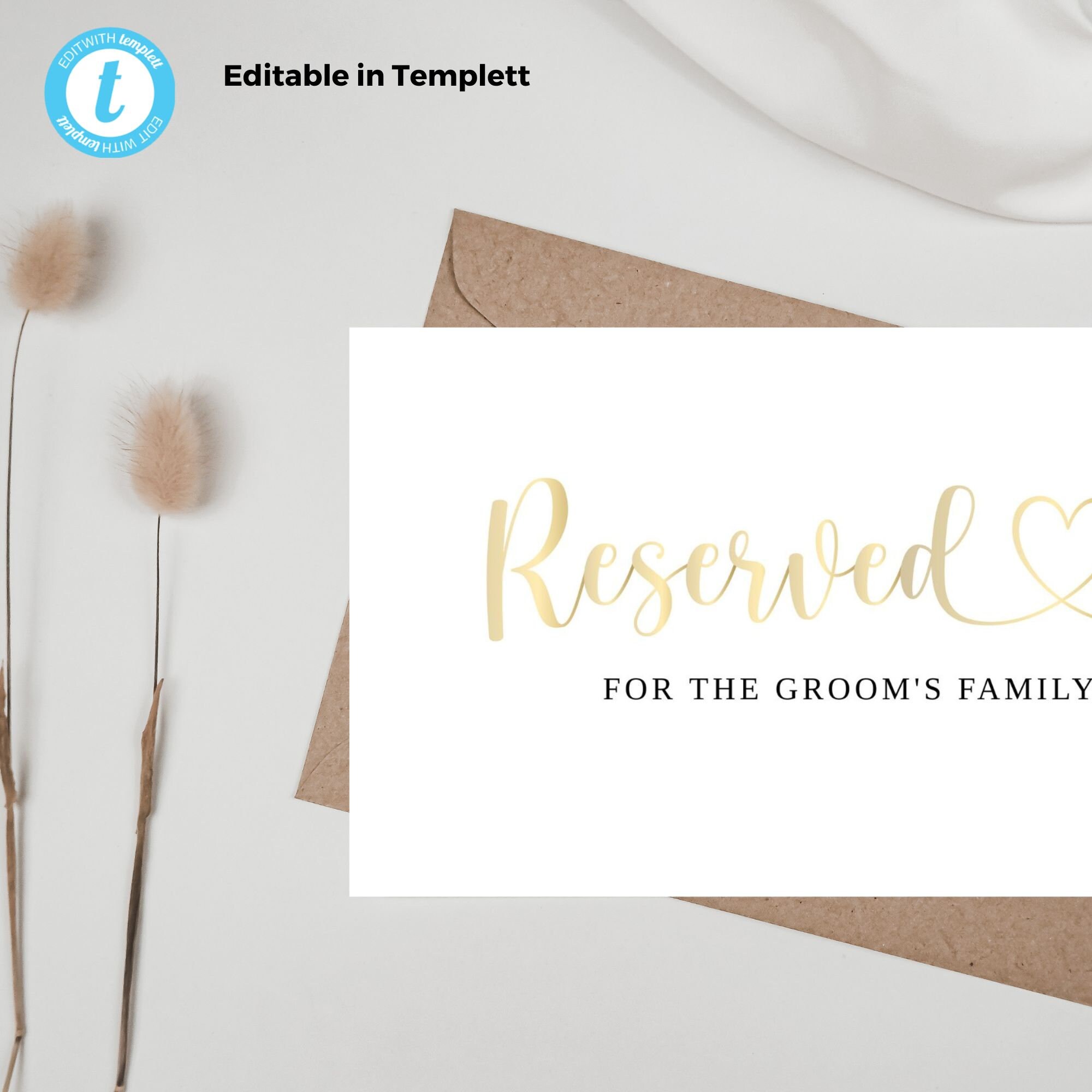 Wedding Reserved Sign Template (tent 4x9.25) | Printable Cards ...