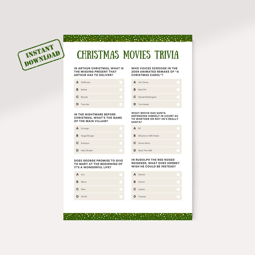 Printable Christmas Movie Game | Christmas Party Games | Christmas ...