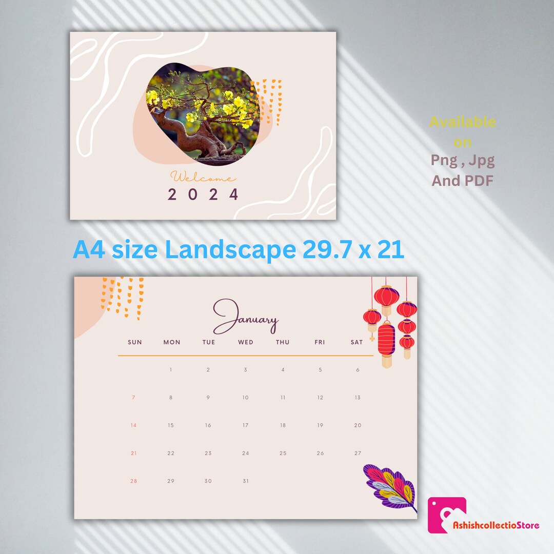 Printable 2024 Calendar With Holidays PDF, Minimalist, Letter Size ...
