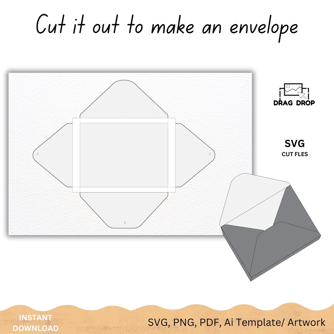 Envelope Box SVG Template - DIY Craft Cutting File for Greeting Cards ...