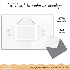 Envelope Box SVG Template - DIY Craft Cutting File for Greeting Cards ...