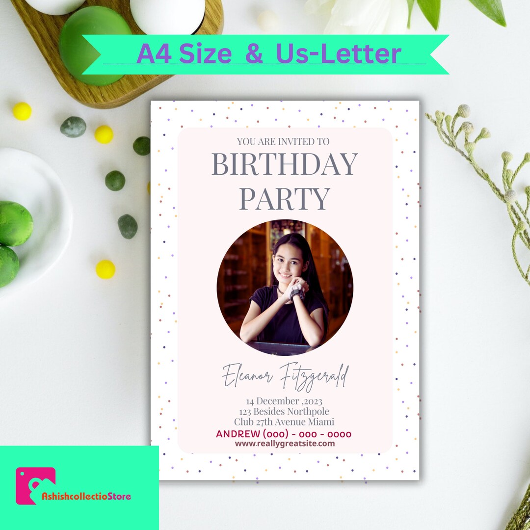Editable Photo Invitation Cards, Canva Editable Invitation Cards, Tie ...
