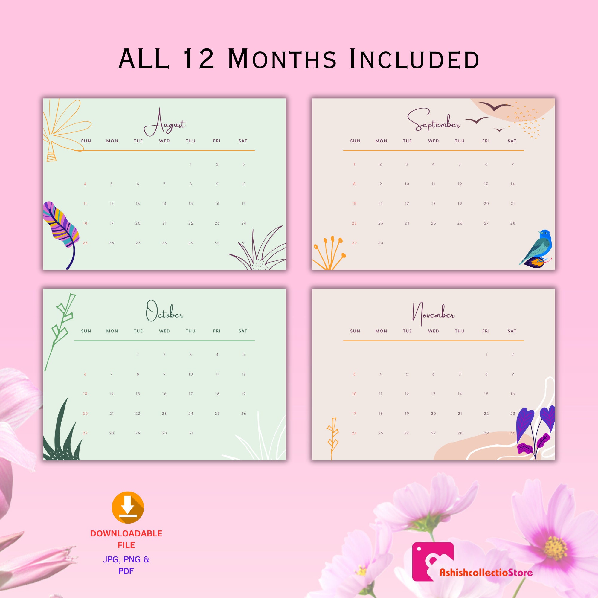 Printable 2024 Calendar With Holidays PDF, Minimalist, Letter Size ...