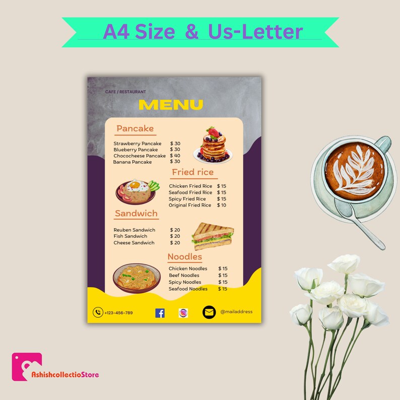 Minimal Restaurant Menu Canva Template | Editable Bar Menu Template for Aesthetic Dining & Food ...