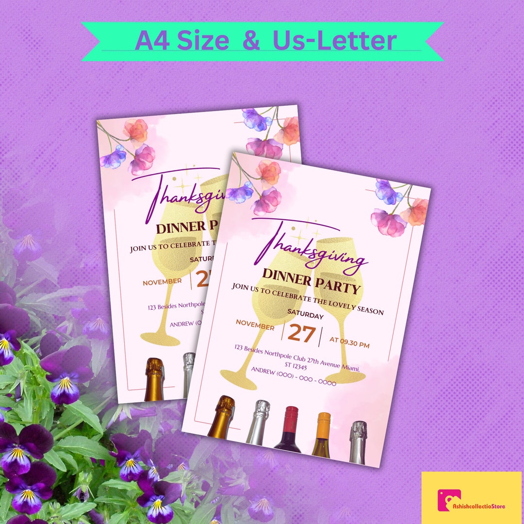 Thanks Giving Dinner Party, Invitation Template, Thanksgiving Invite ...