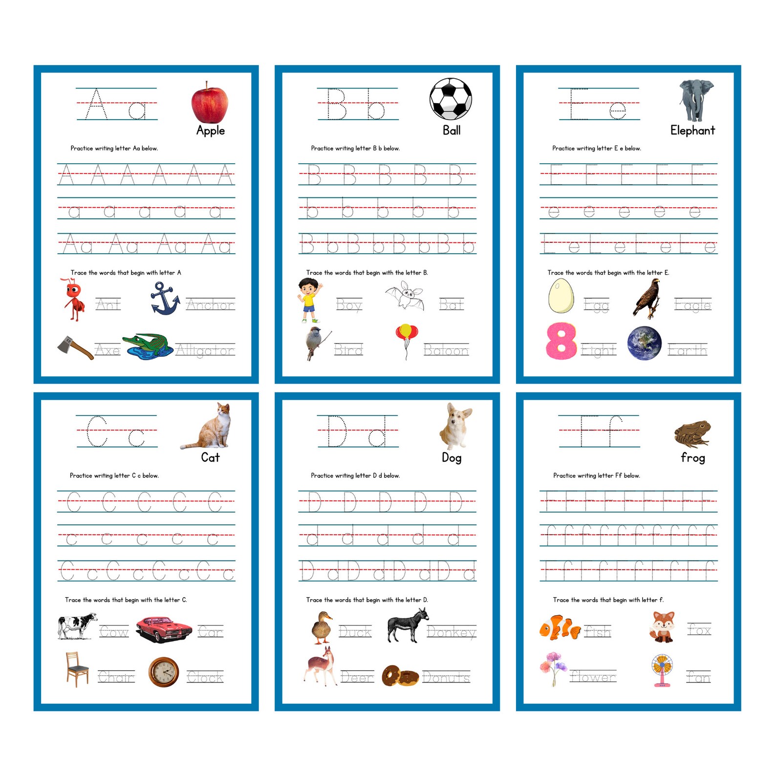 ABC Phonics Tracing Cards | 26 Printable Worksheets for Preschool, Pre ...