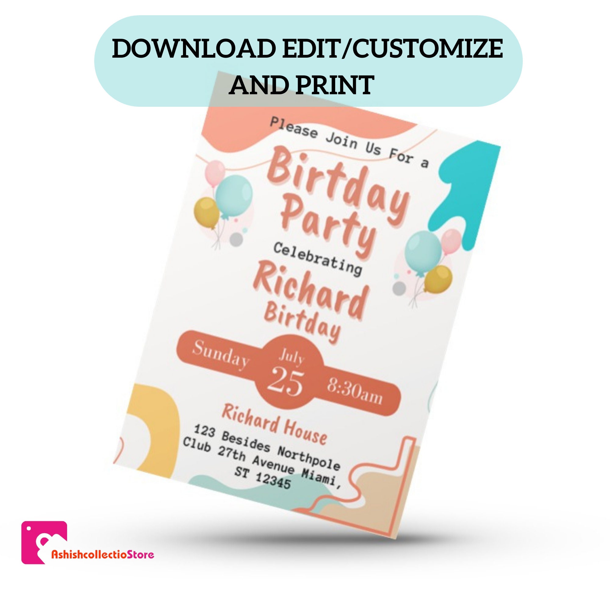 Birthday Card, Birthday Invitation Template, Tie Dye Birthday ...