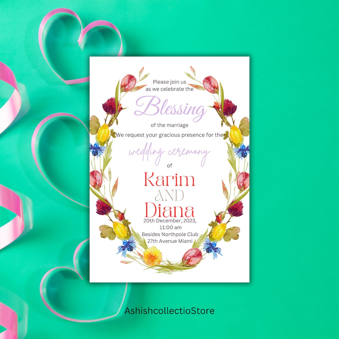 Wedding Blessing Ceremony Invitation Template, Editable RSVP Card ...