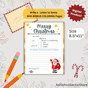 Printable Santa Letter Wishlist Letter to Santa Printable Letter for ...