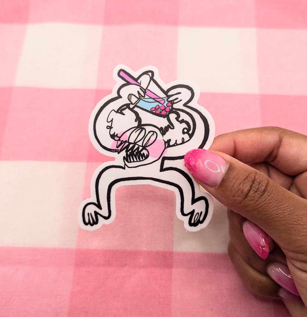 Boba Crazy Funny Meme Vinyl Decal - Funny Boba Kawaii Sticker - Silly ...