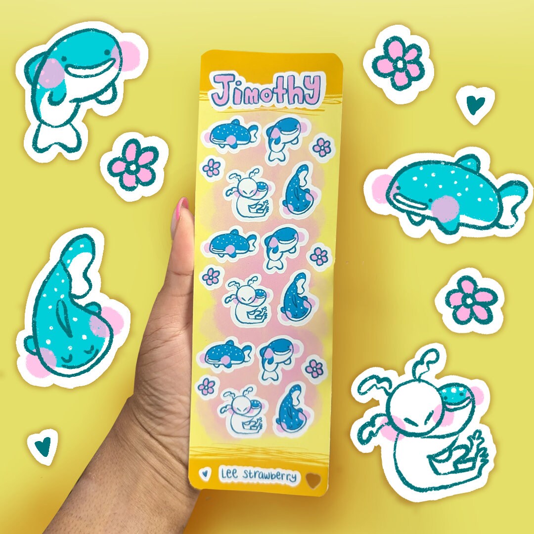 Whale Shark Sticker Sheet - Jimothy the Shark Decal- Cute Shark ...
