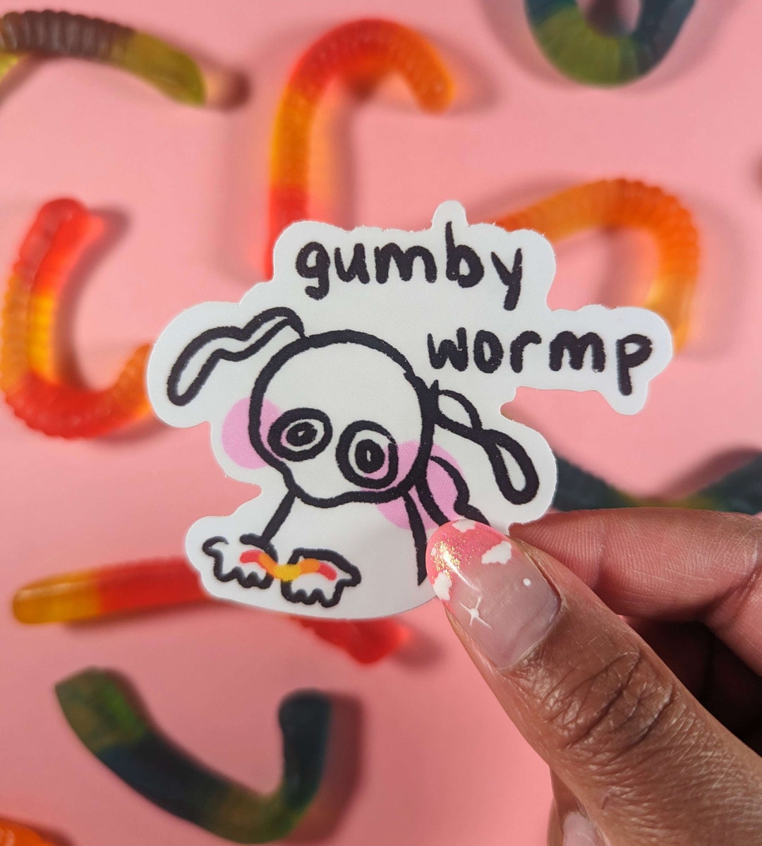 Cute Gummy Worm Lover Vinyl Sticker - Funny Snack Candy Quote Decal - Waterproof Yummy Treat Car ...