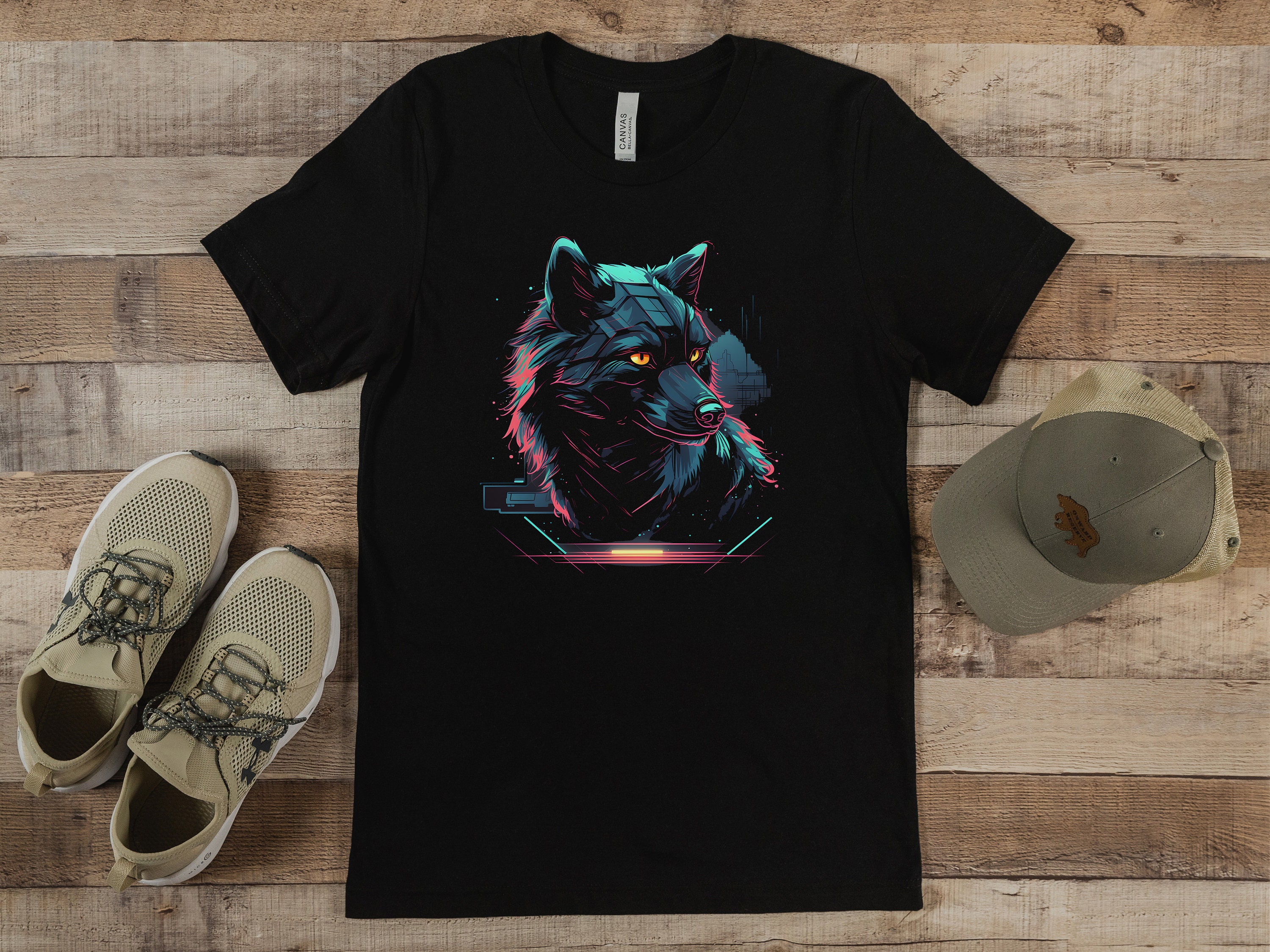 Fenrir Shirt 80s Retro Wolf T-shirt Cool Cyberpunk Wolf Tshirt Animal ...