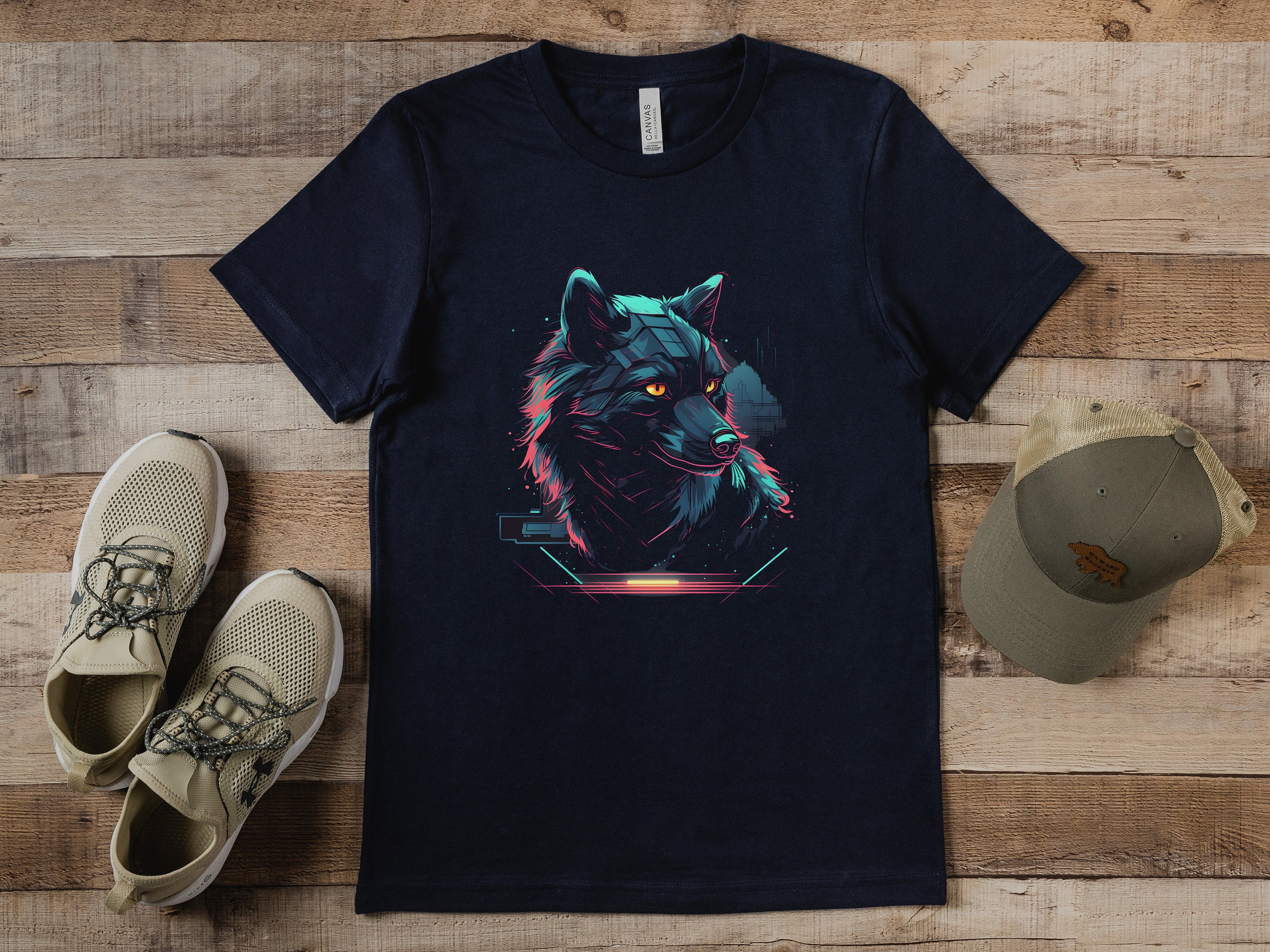 Fenrir Shirt 80s Retro Wolf T-shirt Cool Cyberpunk Wolf Tshirt Animal ...