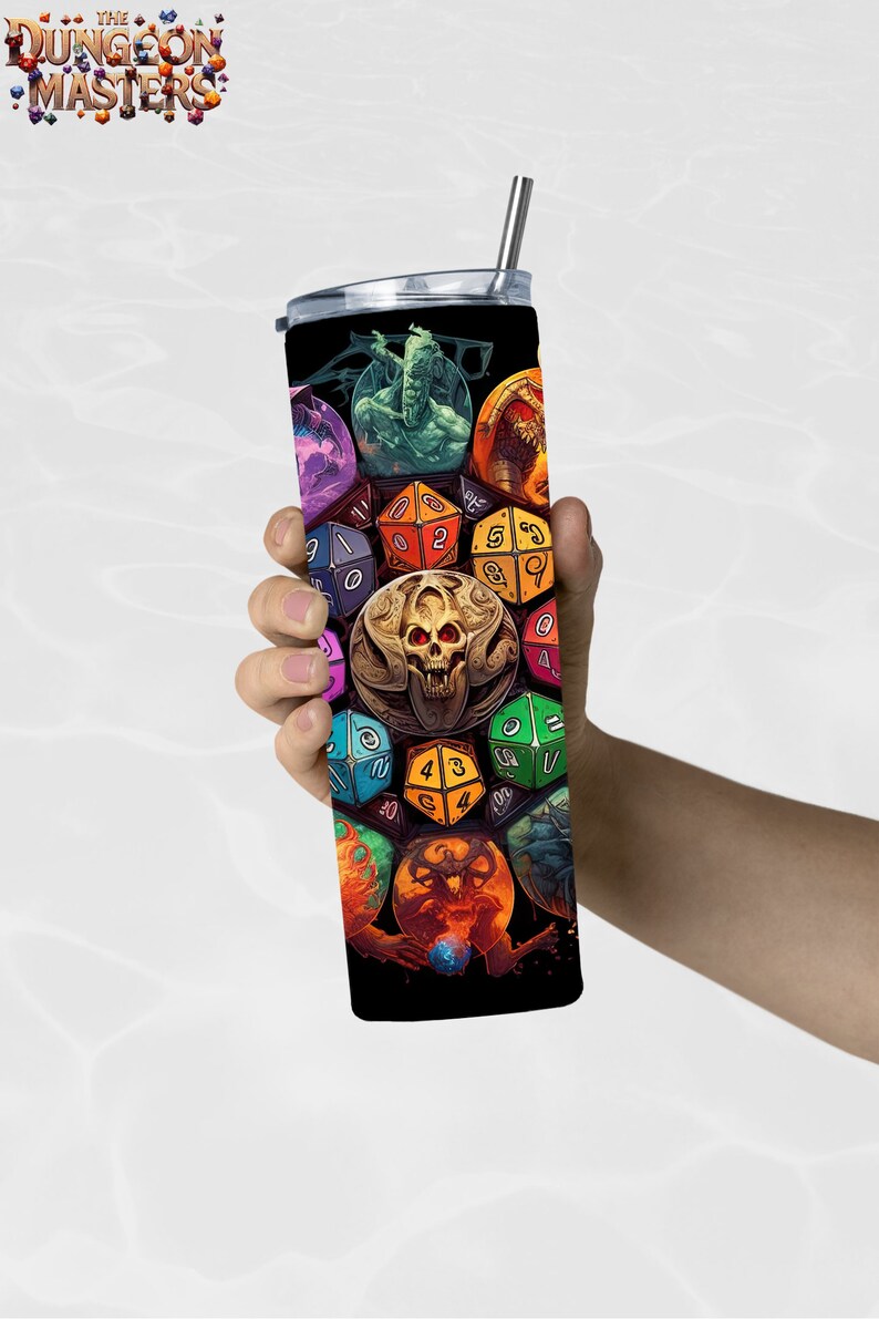 Dnd Dungeons and Dragons Creatures + Dice - 20oz Tumbler Sublimation ...