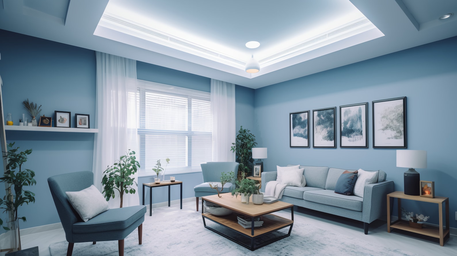 Blue Home Office Virtual Background | 5 Zoom Virtual Backgrounds ...