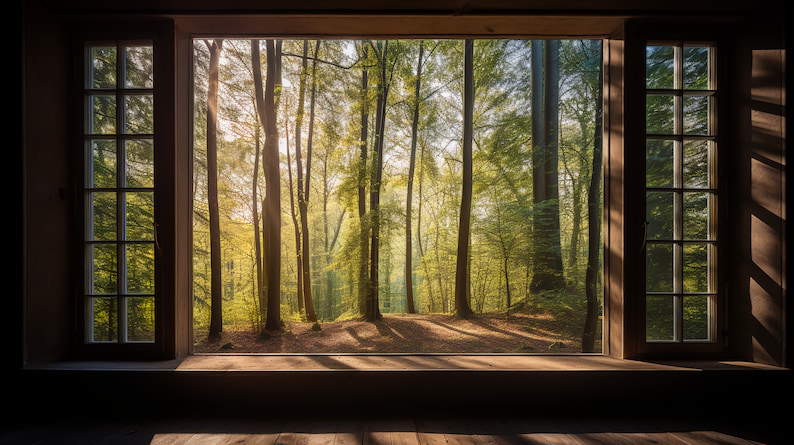 Window to Forest Virtual Background | 5 Zoom Virtual Backgrounds | Backdrop | Office Background ...
