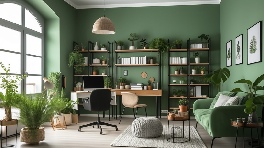 Green Home Office Virtual Background | 5 Zoom Virtual Backgrounds ...