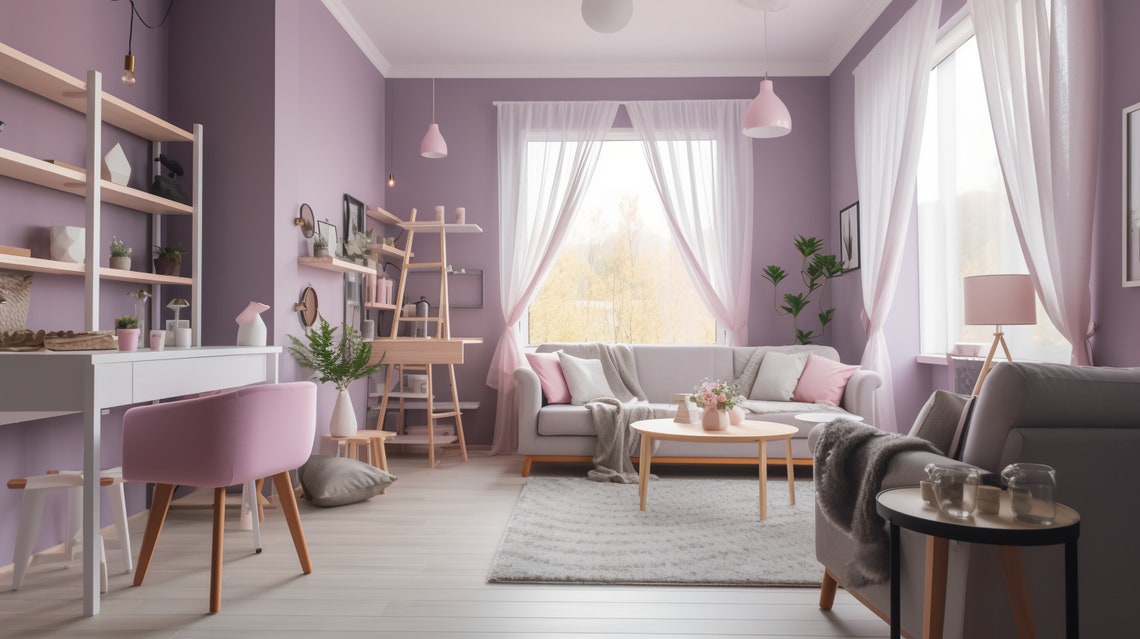 Purple Home Office Virtual Background | 5 Zoom Virtual Backgrounds ...