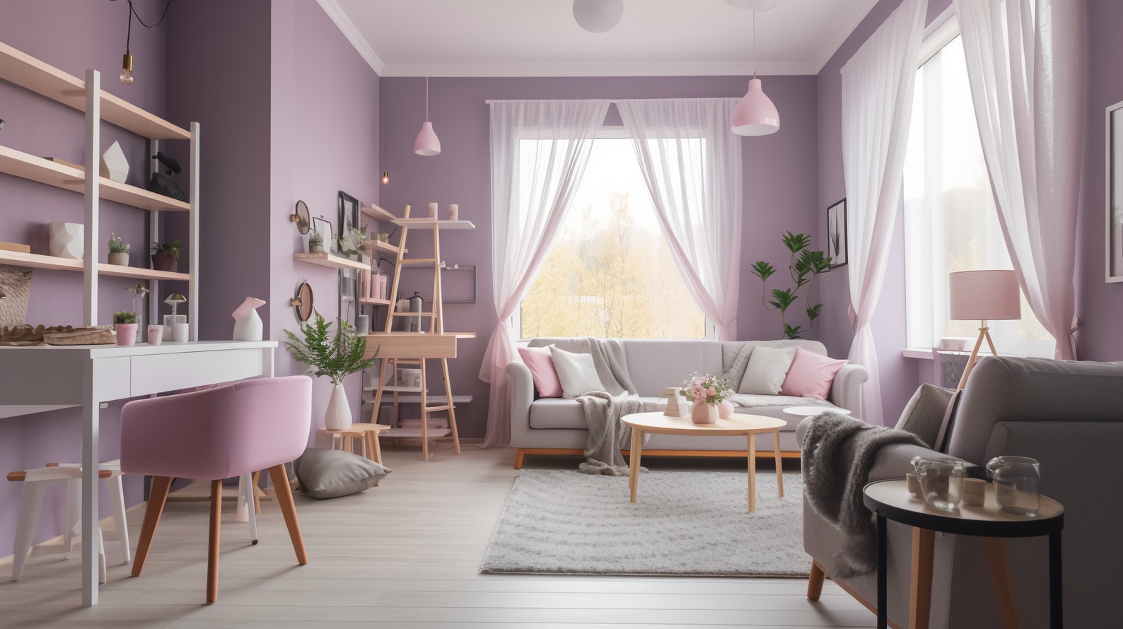 Purple Home Office Virtual Background | 5 Zoom Virtual Backgrounds ...