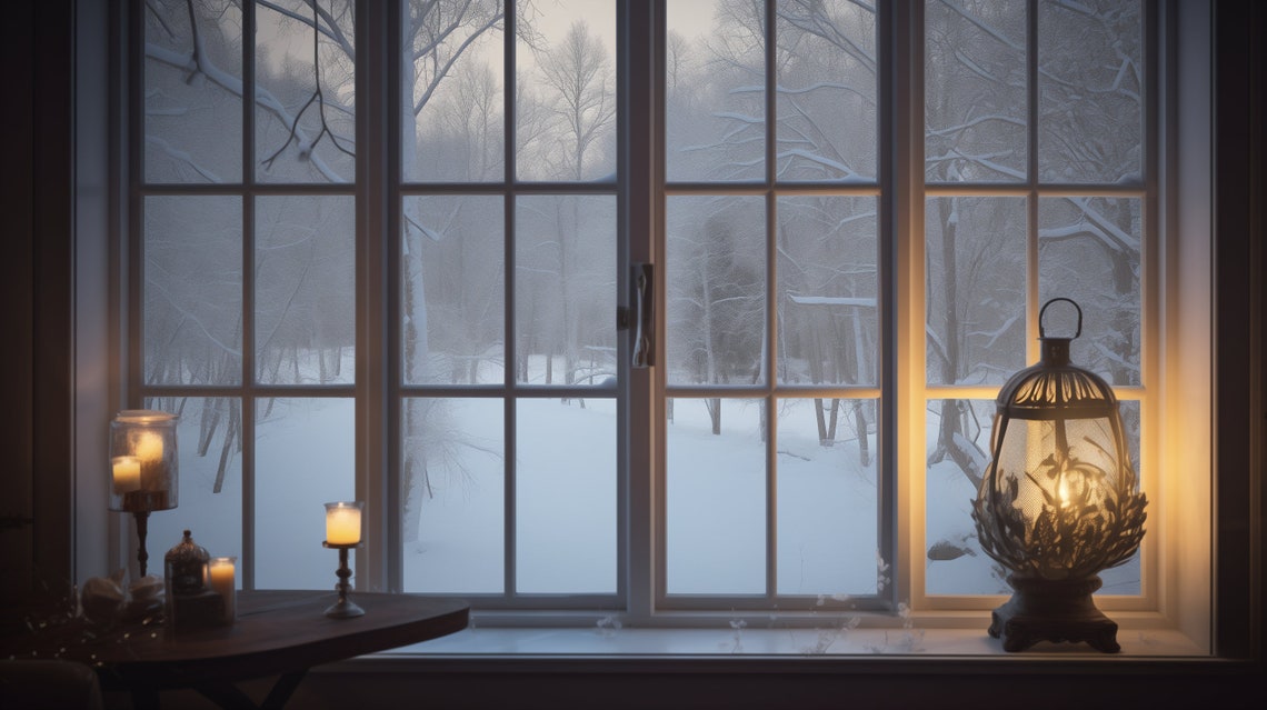 Winter Window Virtual Background | 5 Zoom Virtual Backgrounds | Backdrop | Office Background ...