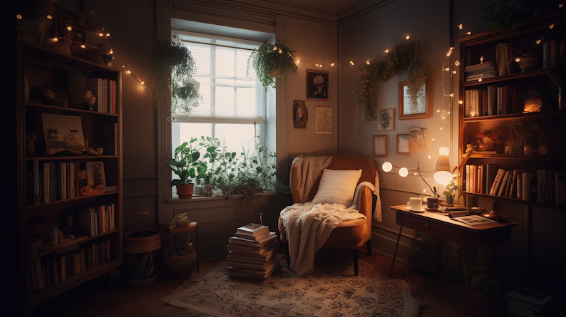 Reading Nook Virtual Background | 5 Zoom Virtual Backgrounds | Backdrop ...