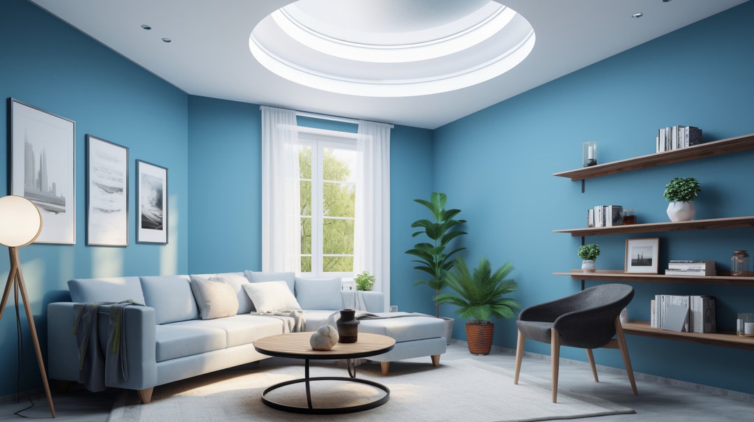 Blue Home Office Virtual Background | 5 Zoom Virtual Backgrounds | Backdrop | Office Background ...