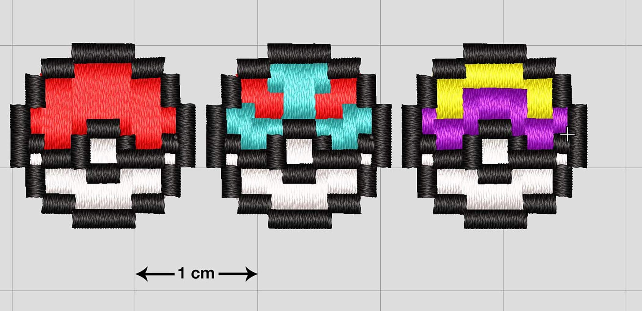 Pokeballs Pixelated Embroidery File, Pokemon Stickdatei, Pokeball ...