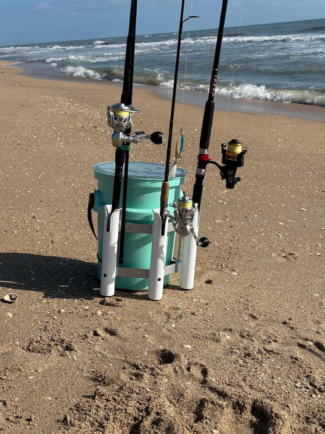 3 Fishing Rod Holder for YETI Loadout Bucket, Aluminum Frame, USA Made ...