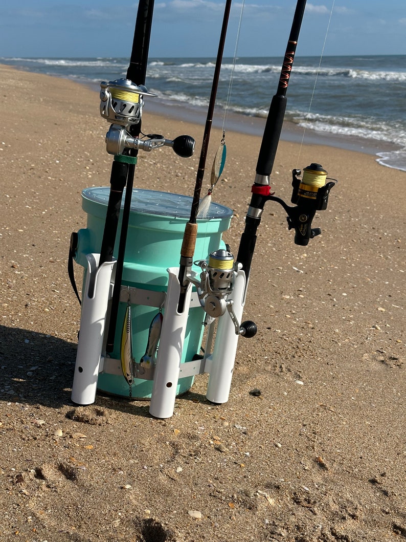 3 Fishing Rod Holder for YETI Loadout Bucket, Aluminum Frame, USA Made ...
