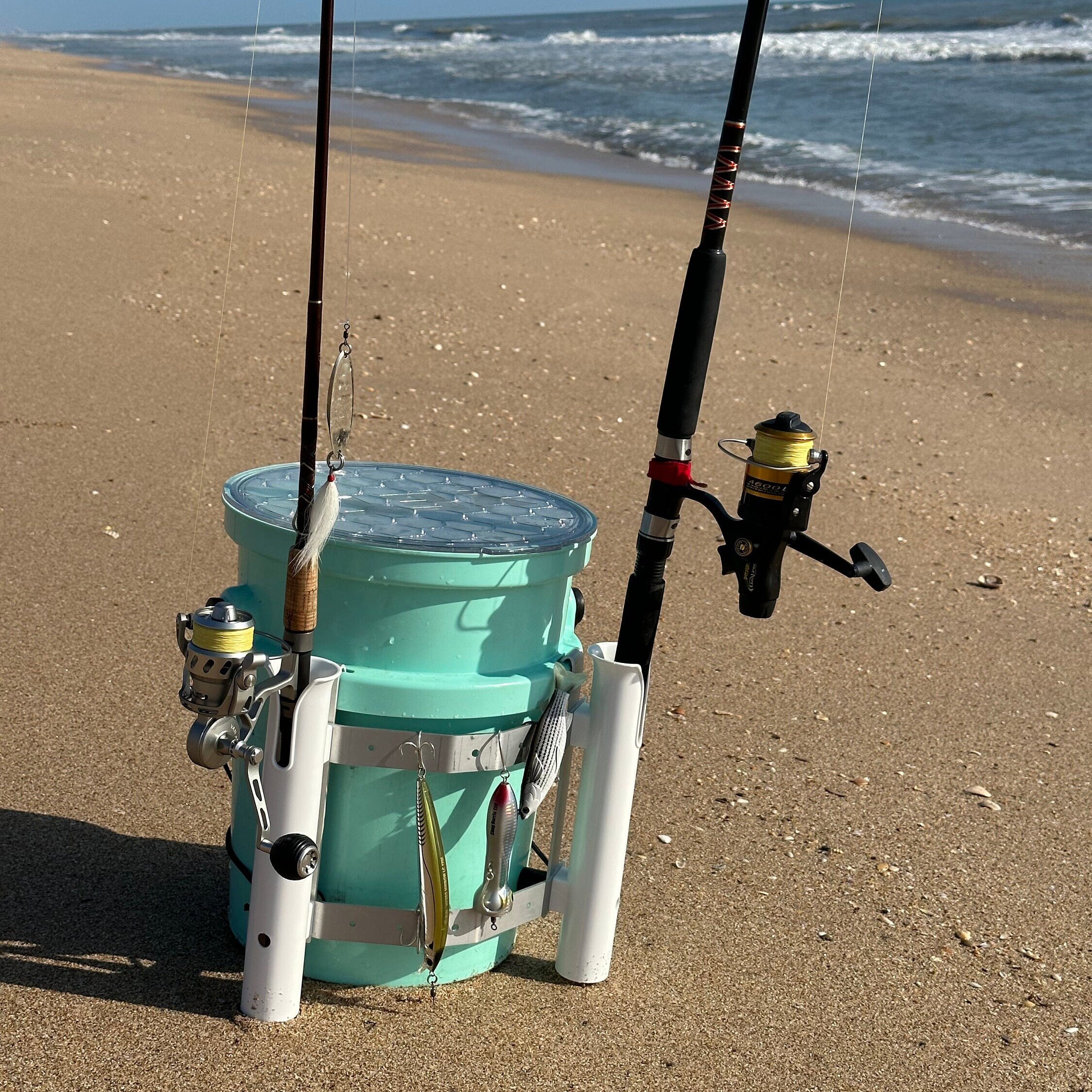 2 Fishing Rod Holder for YETI Loadout Bucket, Aluminum Frame, USA Made ...