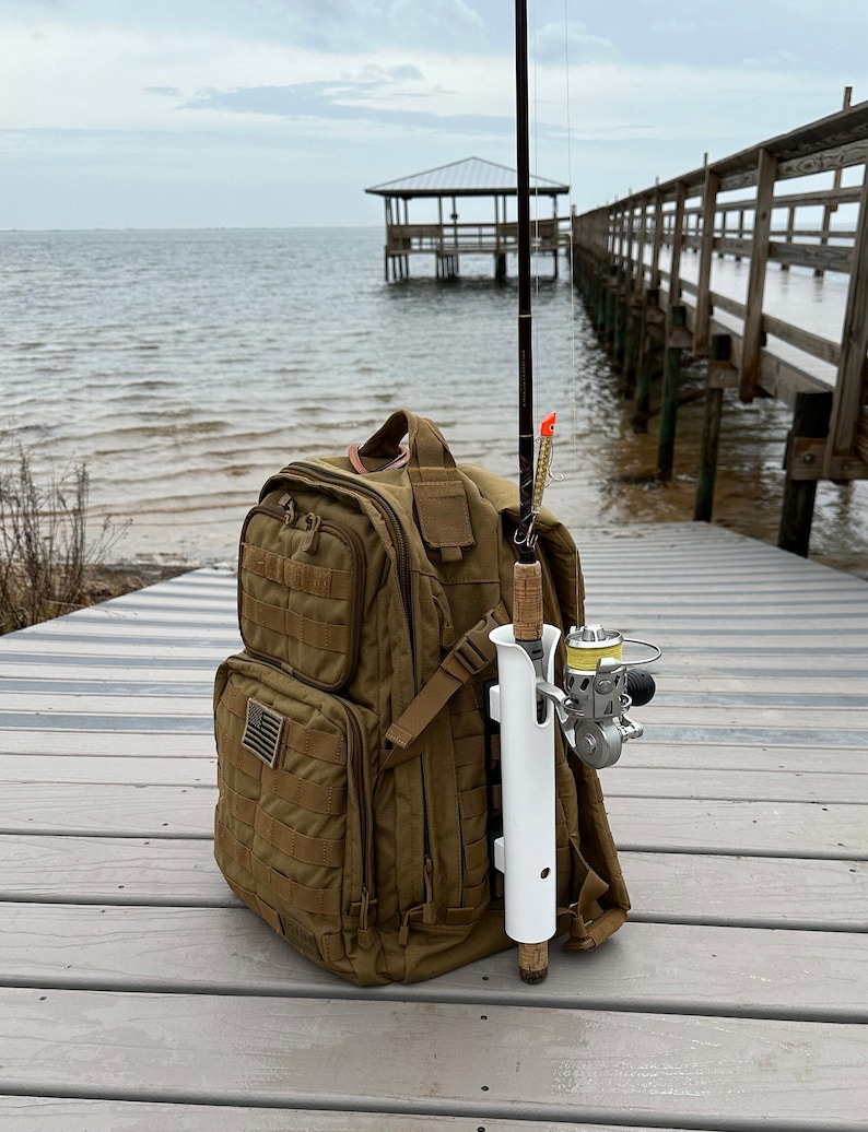 Fishing Rod Holder for MOLLE/PALS Backpack, Powder Coated Aluminum ...