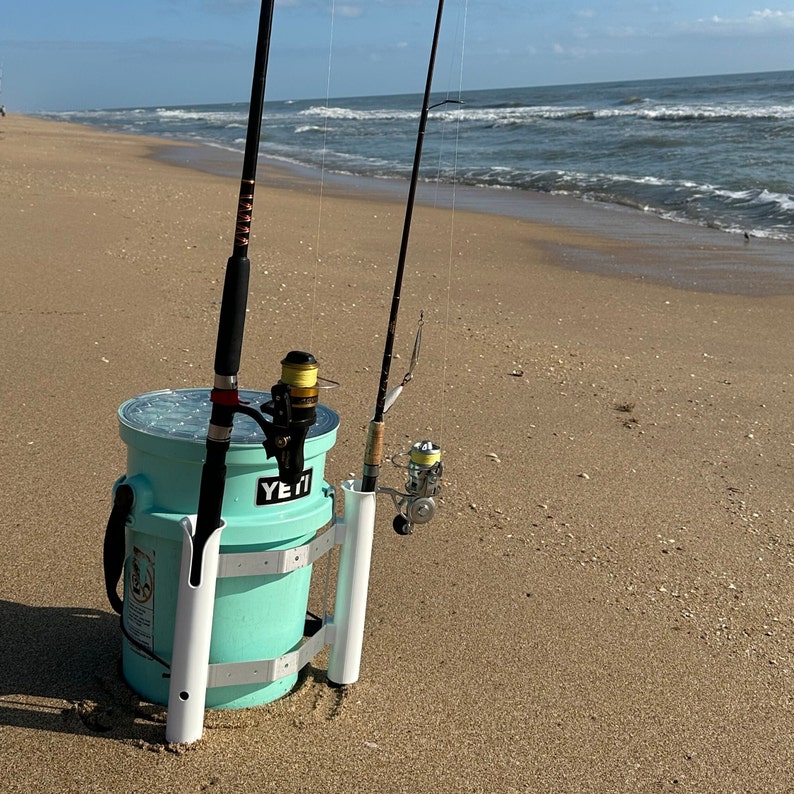 2 Fishing Rod Holder for YETI Loadout Bucket, Aluminum Frame, USA Made ...