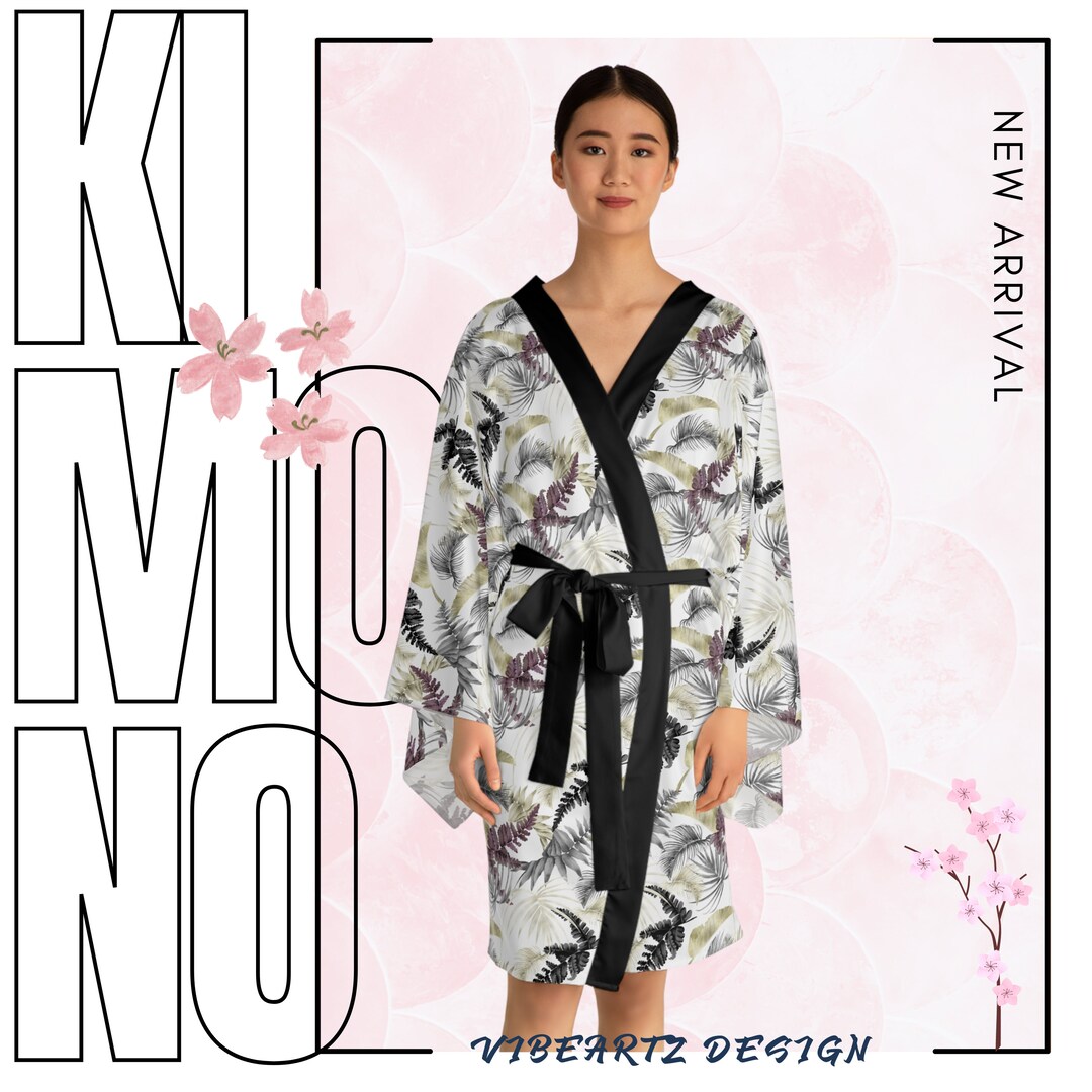 Tropical Flower Japanese Kimono,bridesmaid Robe,home Wear Set, Bathrobe ...