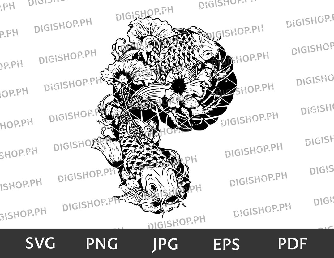Koi Fish Vector svg png jpg pdf and esp. Instant download - Etsy Portugal