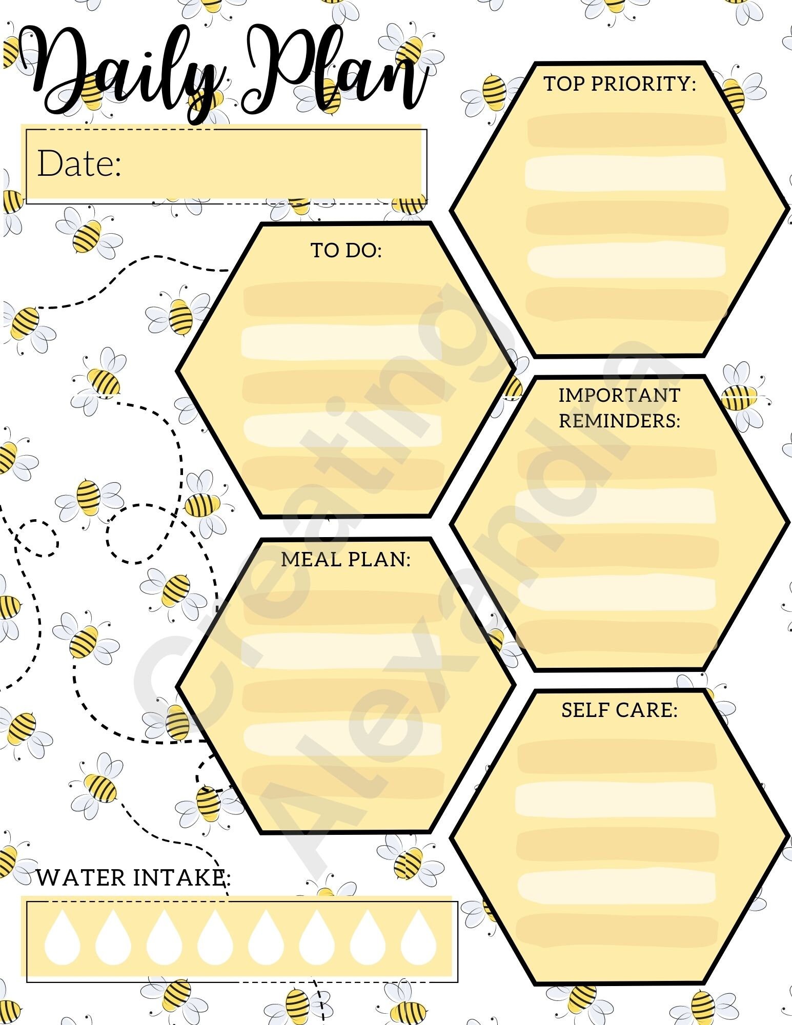 Busy Bee, Daily Planner, Digital Download, Printable Planner, Day at a ...