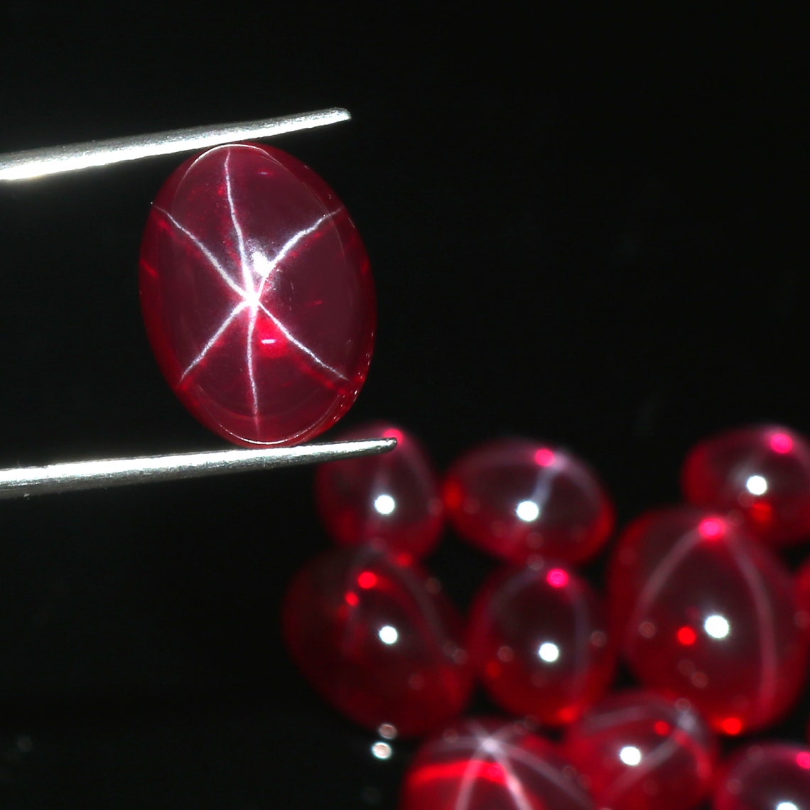 Red Star Sapphire Lindy Star Red Oval Gemstone Lindy Star Cabochon star ...