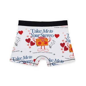 Take Me to Your Stereo Men's Boxers (AOP), Funny Men's Boxers, Linen ...