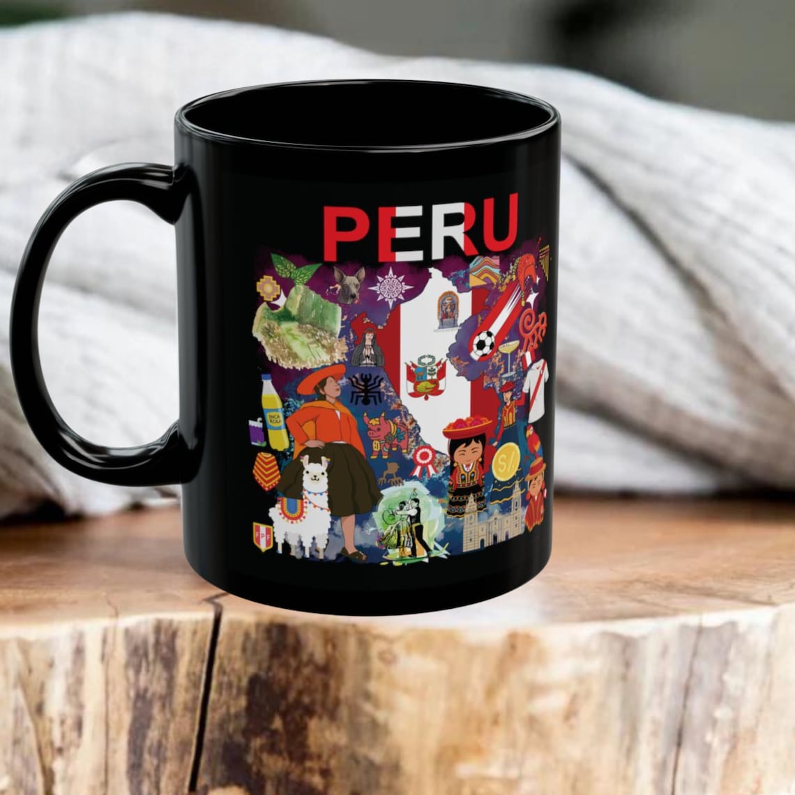 Peru Mug: Black Ceramic Taza Peruana, Peruvian Pride Gift - Etsy